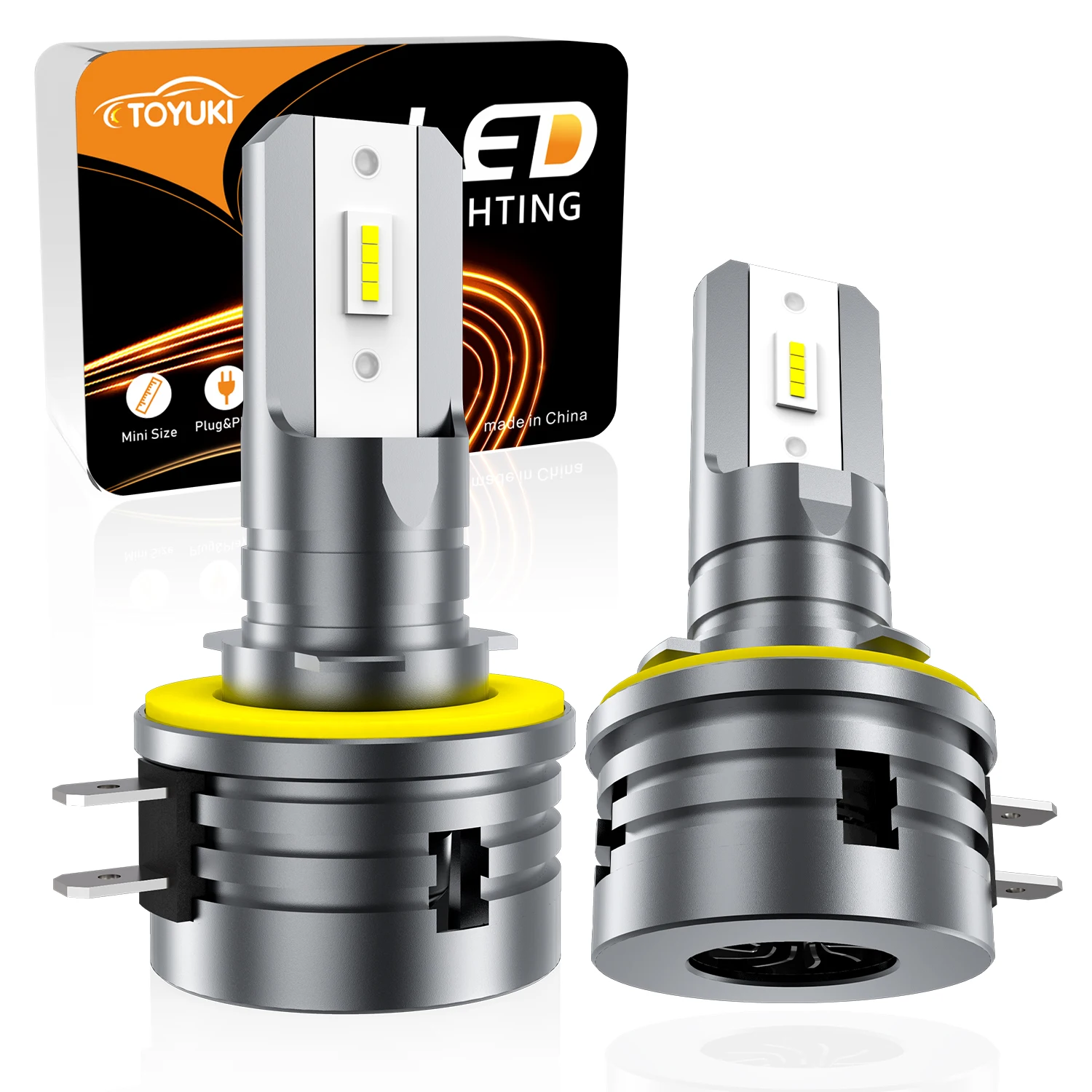 TOYUKI 2Pcs H11B Mini Led Headlight Bulb Turbo 1:1 Size Csp 6pcs for ...