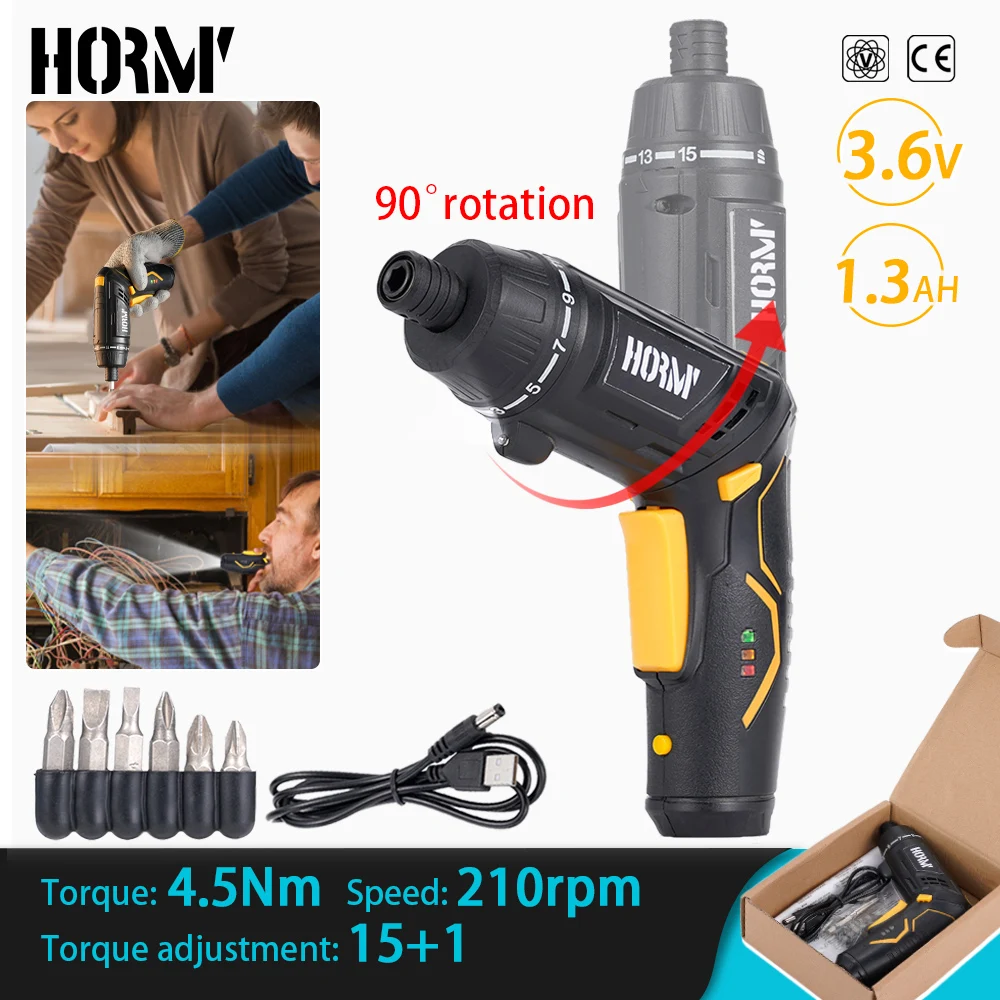 Hormy-3-6V-Folding-Electric-Screwdriver-15-1-Torque-Adjustable ...