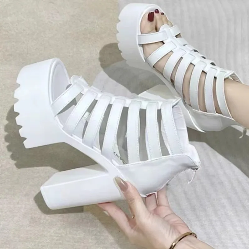 14CM-Square-High-Heeled-Sandals-for-Women-2024-Summer-Sexy-Peep-Toe ...