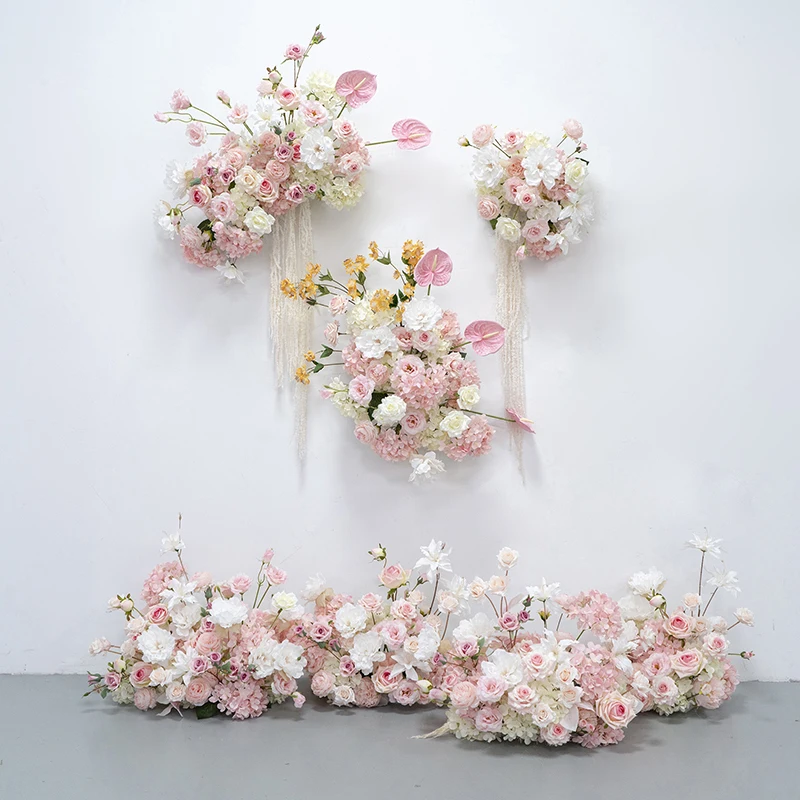 Wedding-Backdrop-Decorations-DIY-White-Pink-Series-Floral-Arrangement ...