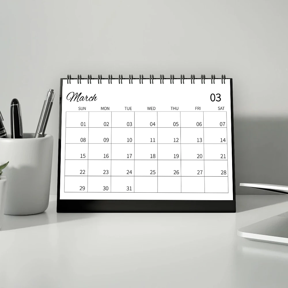 1pc 2026 Calendar,Black & White Minimalist,12 Months Monthly Schedule ...