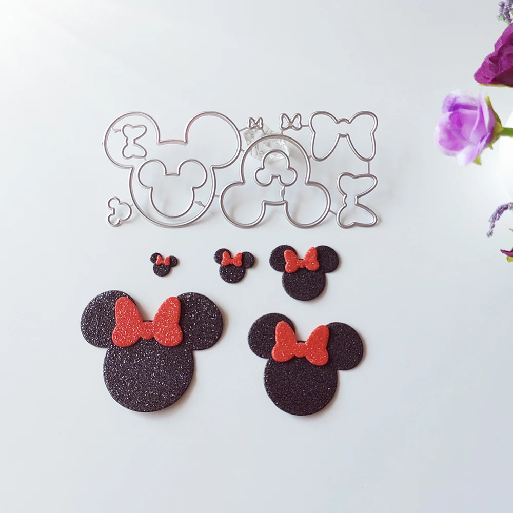 New 5 specifications of mouse head bow cutting dies scrapbook ...