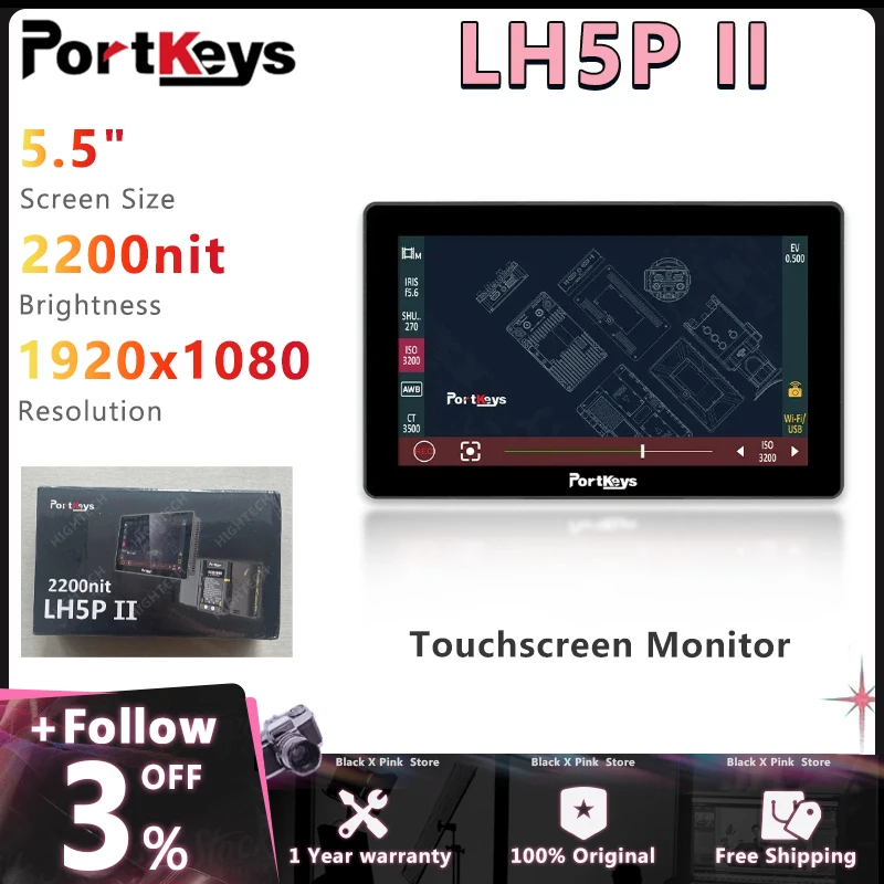 Portkeys-LH5P-II-Monitor-5-5-2200nit-Full-HD-4K-Touch-Screen-with ...