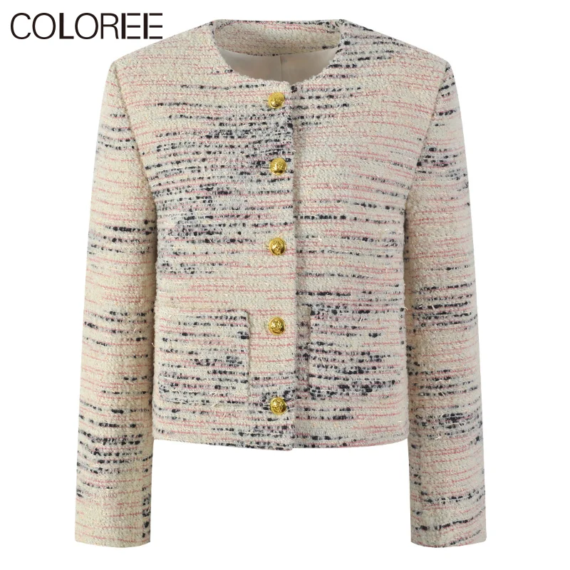 Spring-Luxury-Gold-Buttons-Jacket-for-Women-Brand-Designer-O-neck-Short ...