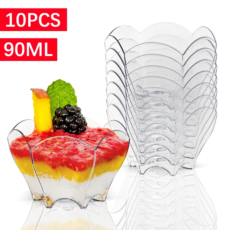 10Pcs-Creative-Transparent-Flower-Shape-Dessert-Cups-Mousse-Plastic ...