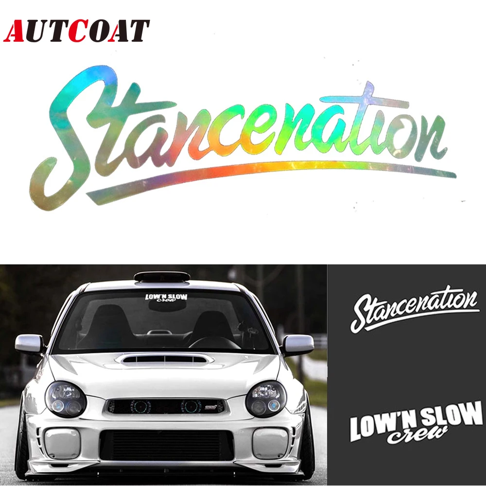 AUTCOAT 1Pcs 자동차 앞 뒤 윈드 실드 스티커 Stancenation LOW'N 느린 데칼 사용자 정의 편지 자동 창 ...