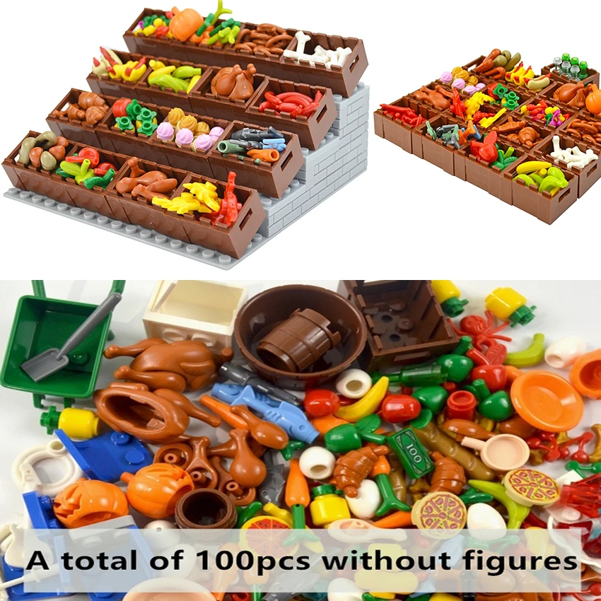 City-Friend-Mini-Food-Building-Blocks-Accessories-Fruit-Bread-Pizza ...