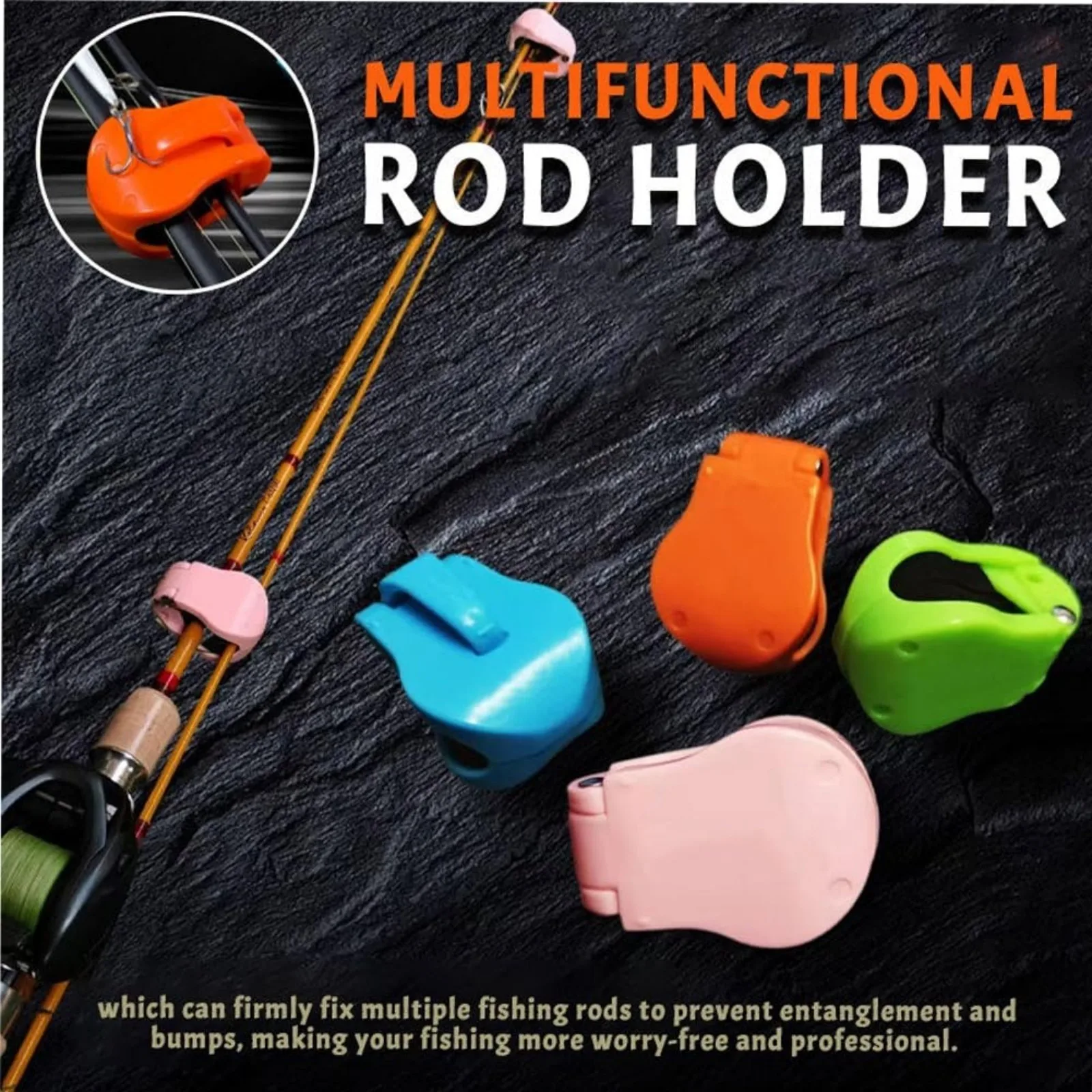 2/4PC Silicone Fishing Rod Holder Ball Straps 5 Hole Lightweight ...