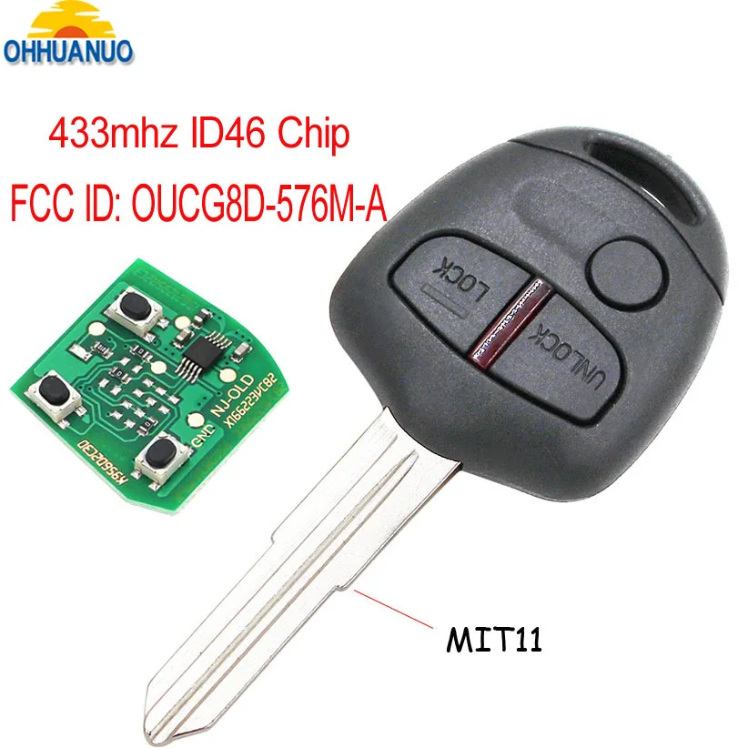 3 Buttons Car Remote Key For Mitsubishi Lancer Ex Remote Key 433mhz ...