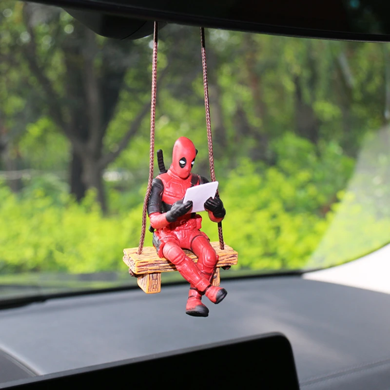 Disney Anime Movie Deadpool Action Figures Model Decor Auto Rearview ...