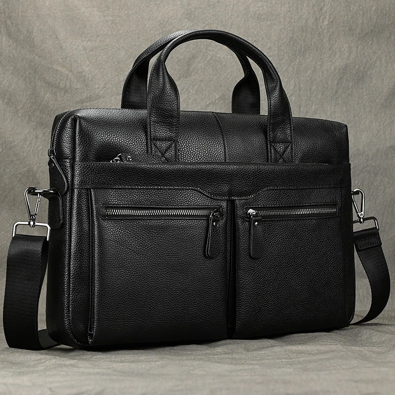 Luufan Men's Business Briefcase Fit 15" PC Genuine Leather Handbag Real ...