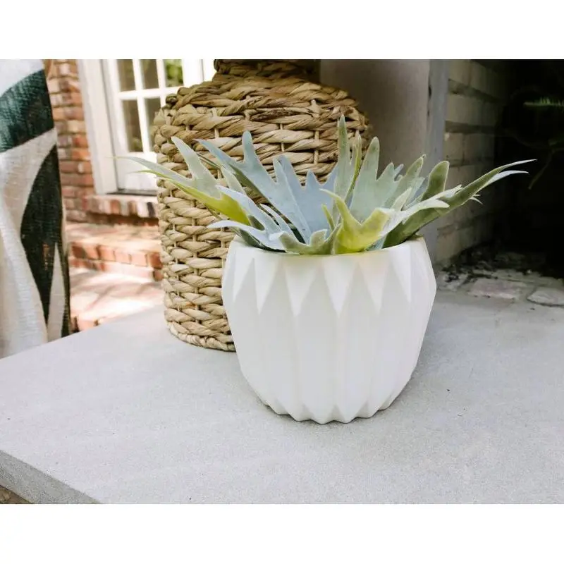 White Ceramic Fluted Flower Pot (7") - buy at the price of $32.02 in ...