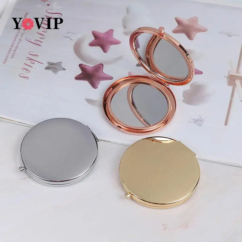 1 PC Portable Folding Mirror Compact Stainless Steel Metal Makeup ...