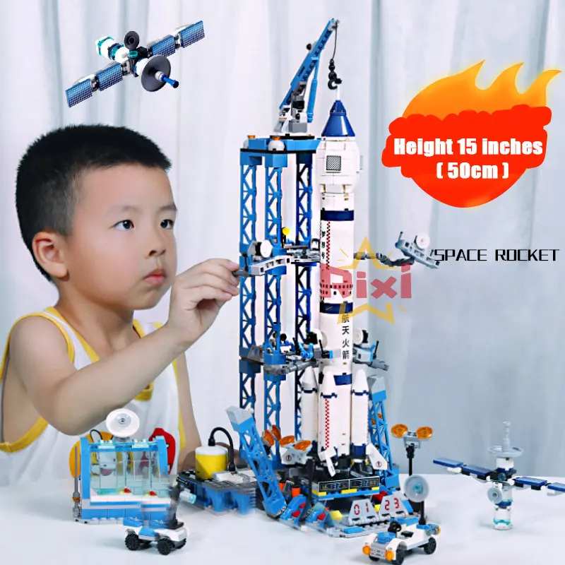 City-Spaceship-Building-Blocks-Aerospace-Rocket-Launch-Center-Shuttle ...