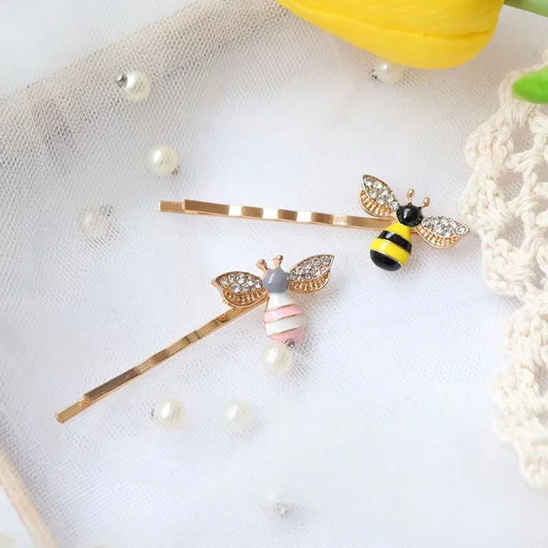2Pcs/Set Fashion Cute Crystal Bee Hair Clips For Women Girls Party Hair ...