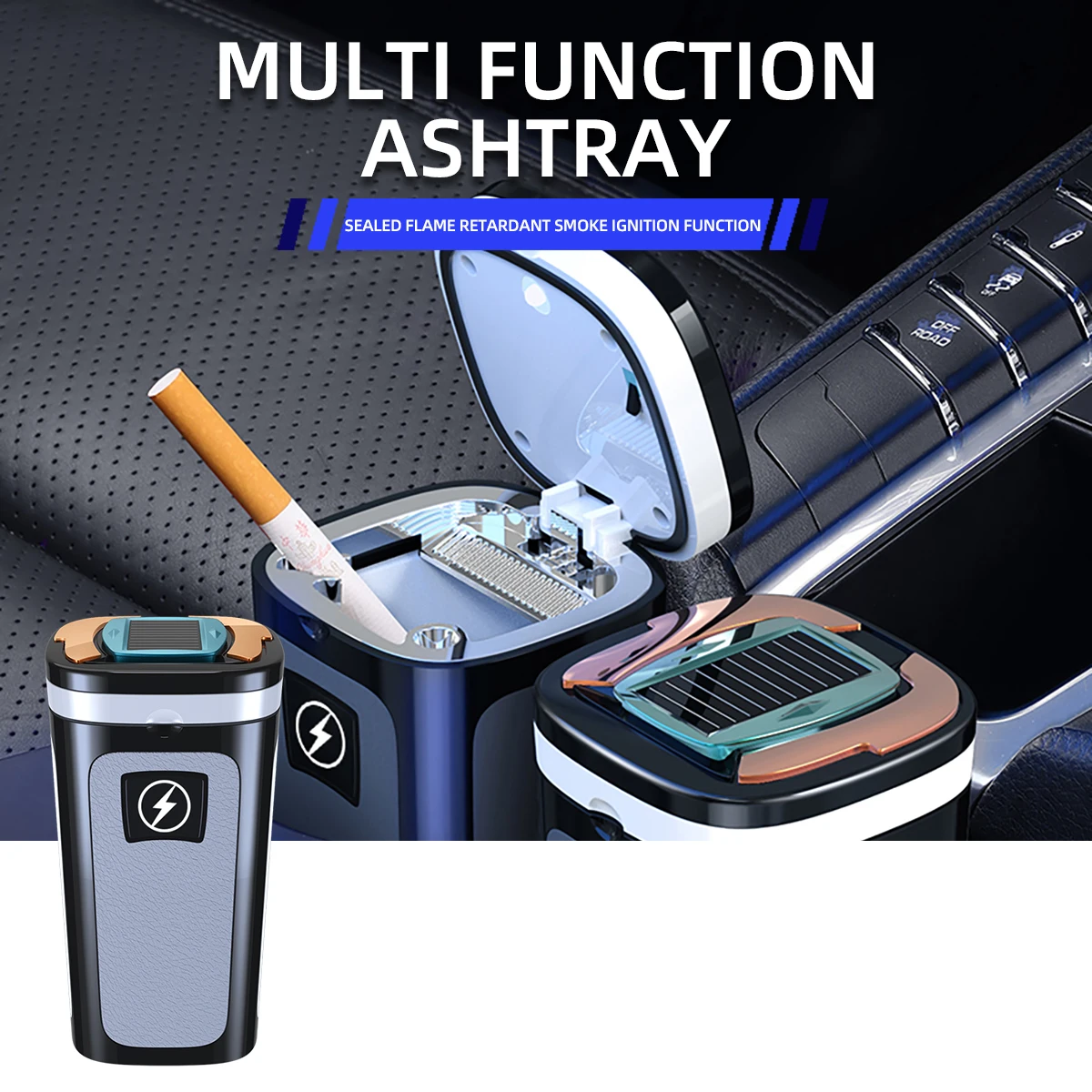 Car Ashtray with Lid Multifunctional Led Ashtray Cup for Auto Ceramic ...
