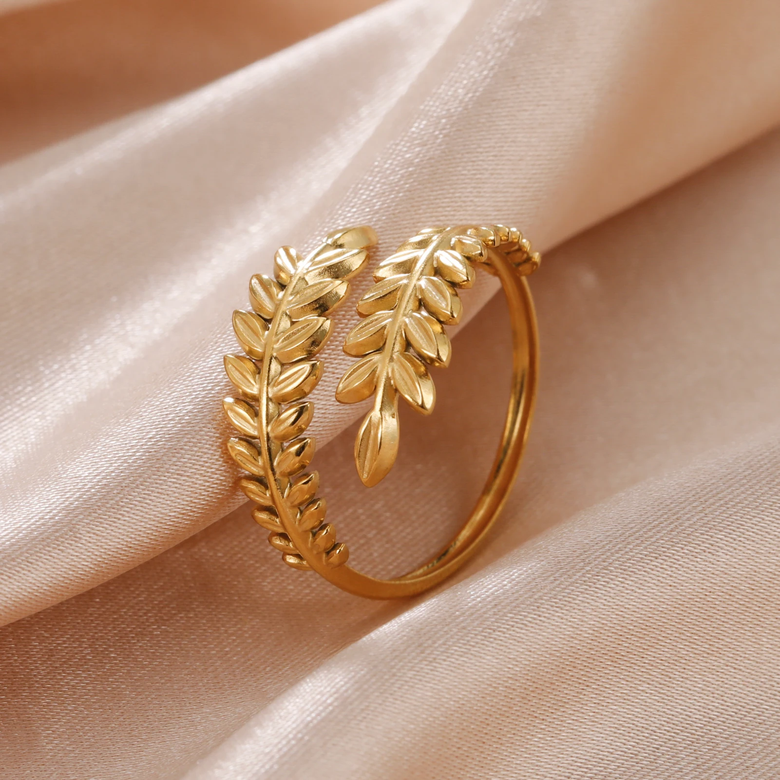 Skyrim-New-In-Wheat-Ears-Leaf-Ring-Boho-Stainless-Steel-Gold-Color-Open ...