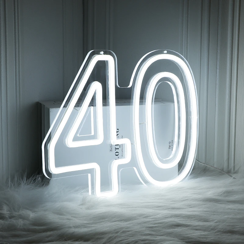 Custom Neon Signs 30 Number Letter 40 Led Lights Night Light For Home Decorative Lamp Room Wall ...