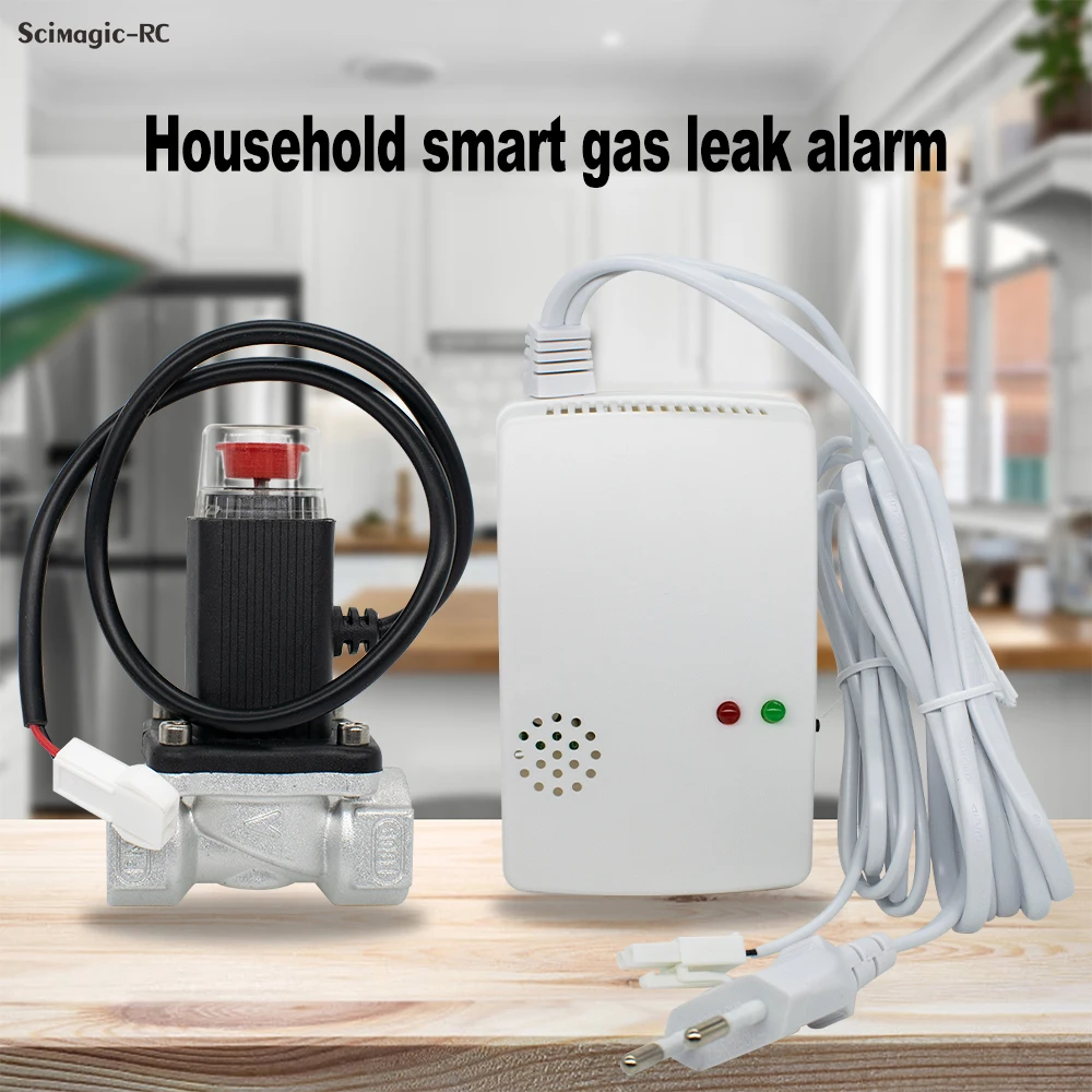 Gas Leak Sensor Natural with Solenoid valve automatic shut-off Carbon ...