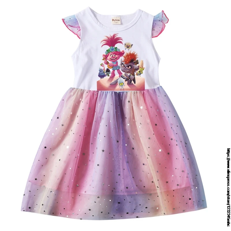 Children Cosplay Costume Trolls 2 Birthday Party Tutu Dress for Girls ...