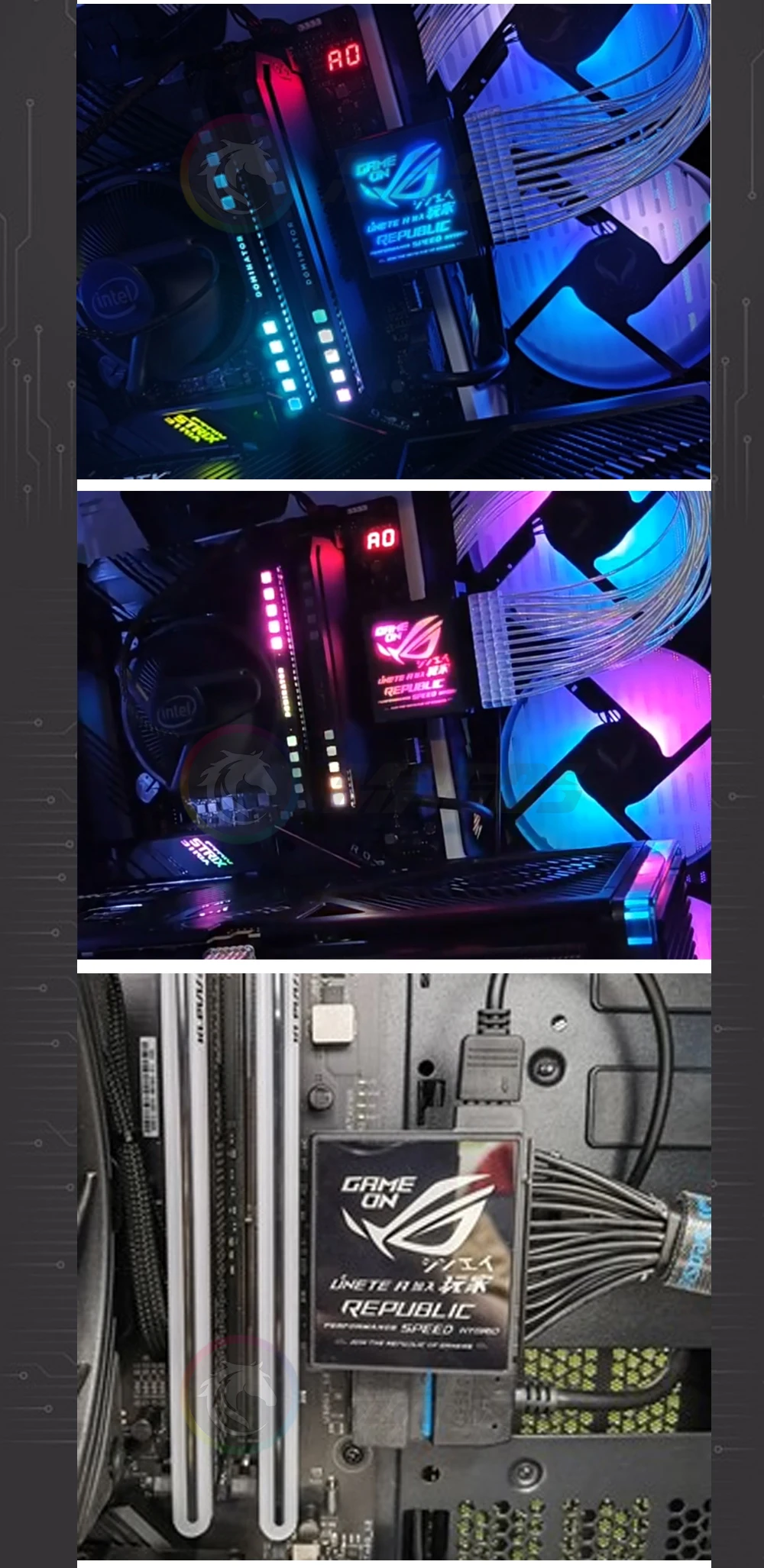 ATX PSU 24Pin Transfer Connector RGB Steering Wiring Adapter Belief ...