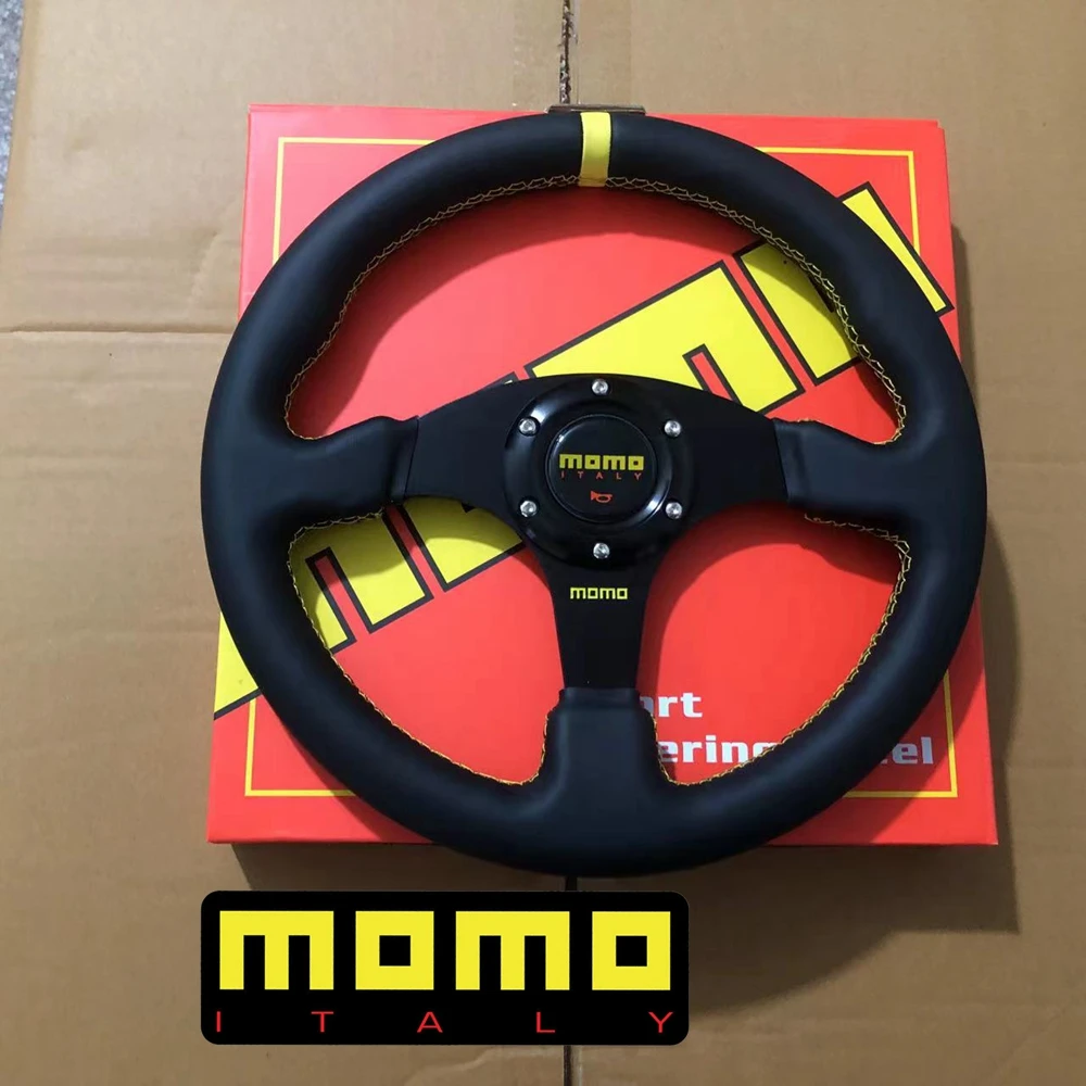 MOMO-Volante-de-carreras-Universal-13-pulgadas-cuero-Real-JDM-para-VW ...