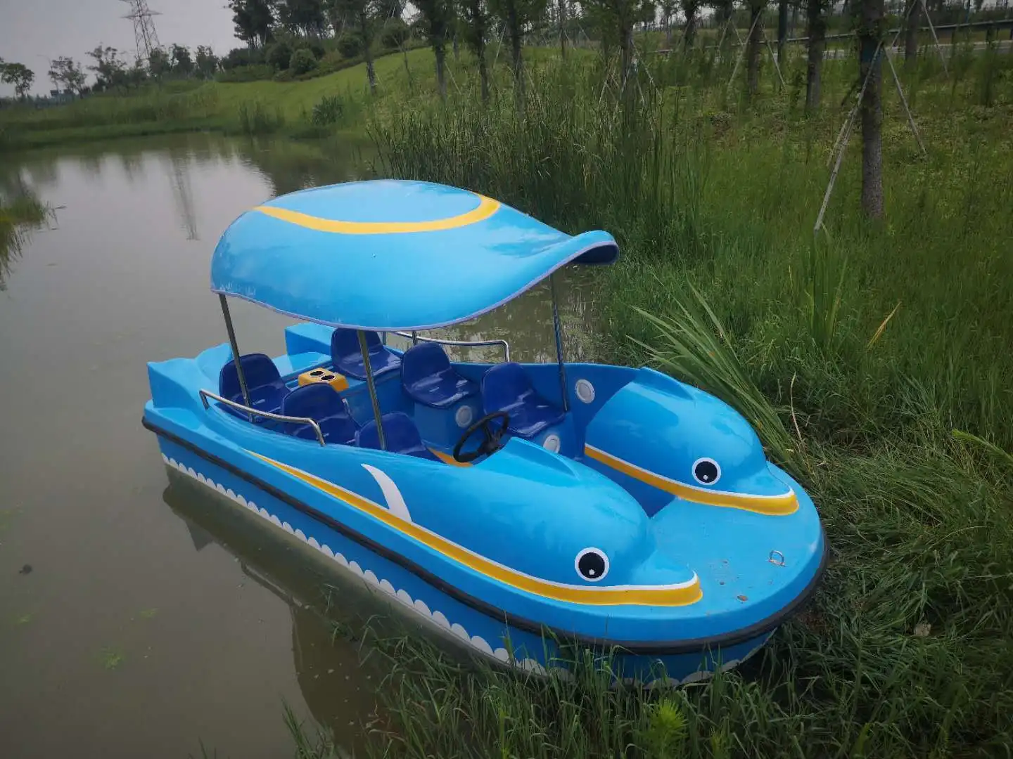 Dolphin-Electric-boat-4-5-People-Park-Boat-FRP-Yacht-Water-Scenic-Area ...