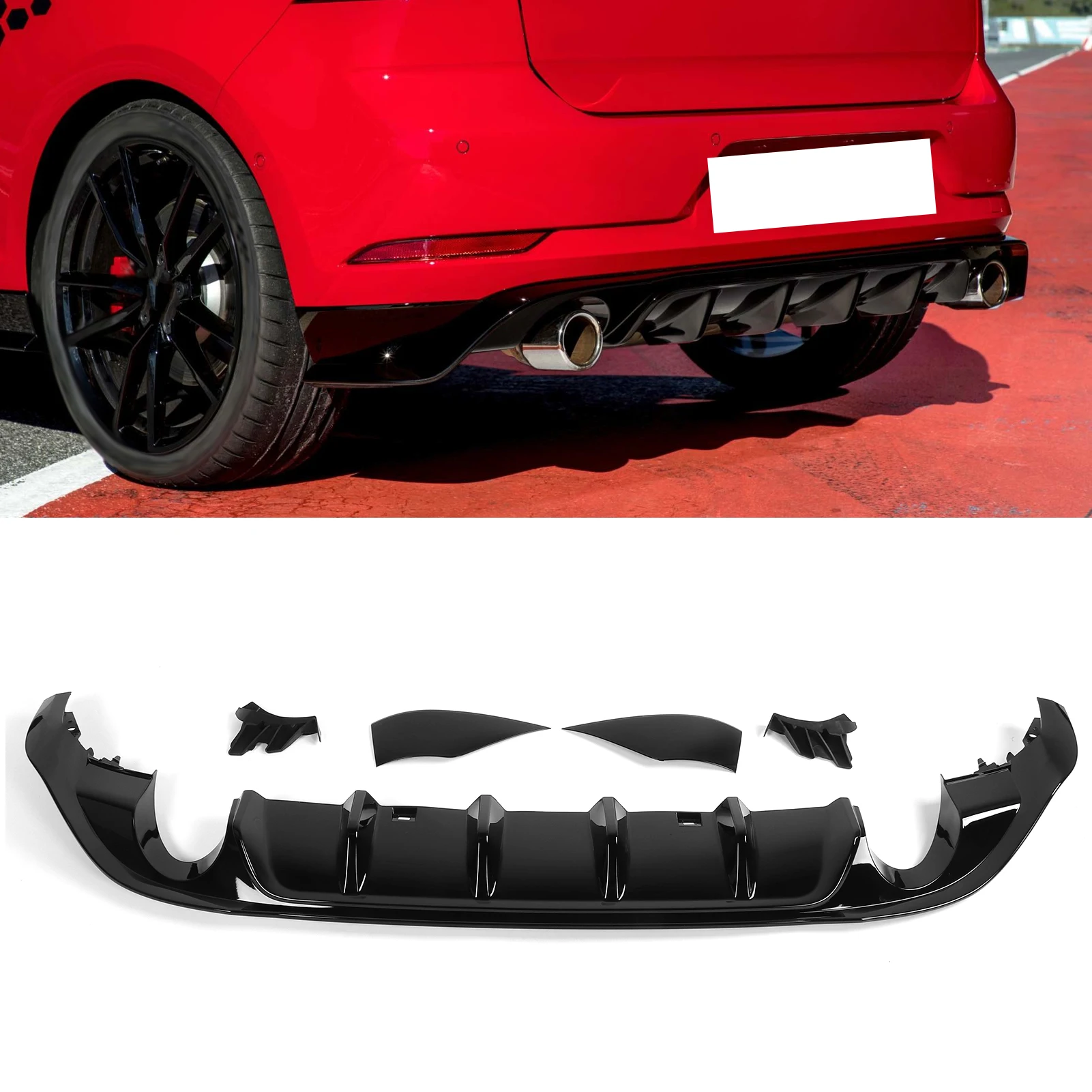 Car Bumper Diffuser Replacement Rear Spoiler Gloss Black for TCR Rear ...