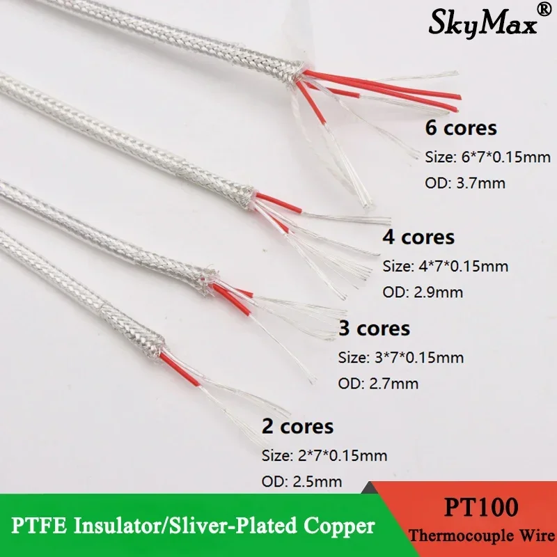 PT100-Compensation-Wire-2-3-4-6-Cores-PTFE-Insulator-Silver-Plated ...