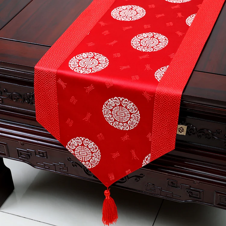 Rose Linen Table Runner | Chinese Table Runners | Satin Wedding Decor ...
