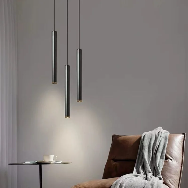 Modern Led Long Tube Pendant Light Fixture for Bedroom Bathroom Hanging ...