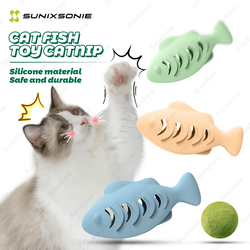 Cat-Silicone-Catnip-Fish-Toy-Cat-Chew-Toy-Fun-Interactive-Toy-Cat ...