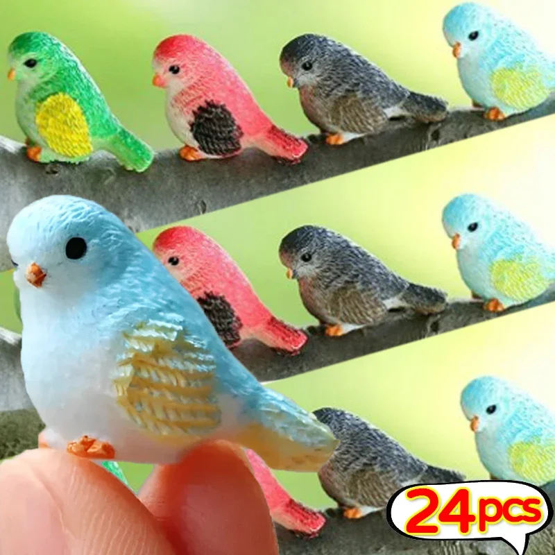 Mini Bird Ornaments Cute Resin Tilting Head Birdie Figurines Micro ...