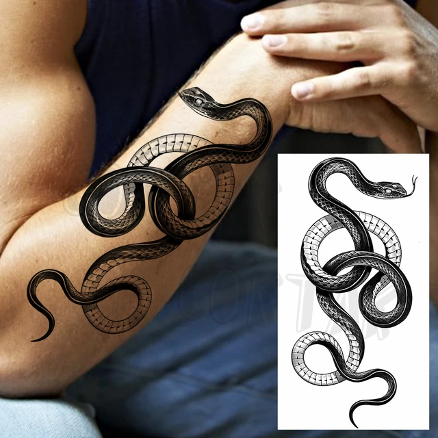 Tatuaggio Serpente Nuova Scuola Tatuaggi Di Serpenti Sulla Gamba Per