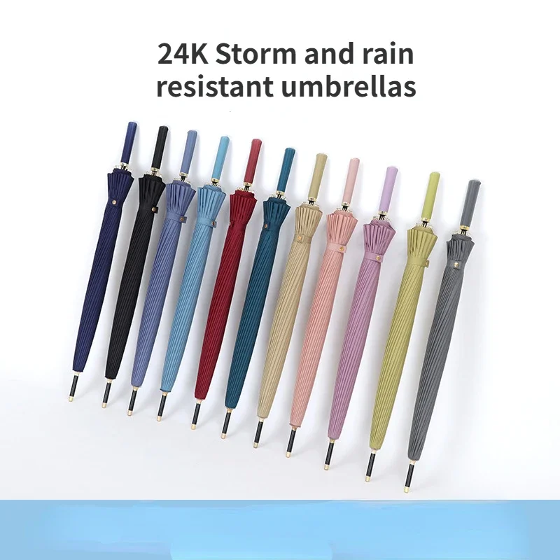 Oversized-24-Bone-Long-Handle-Umbrella-and-Reinforced-Rain-Umbrella ...