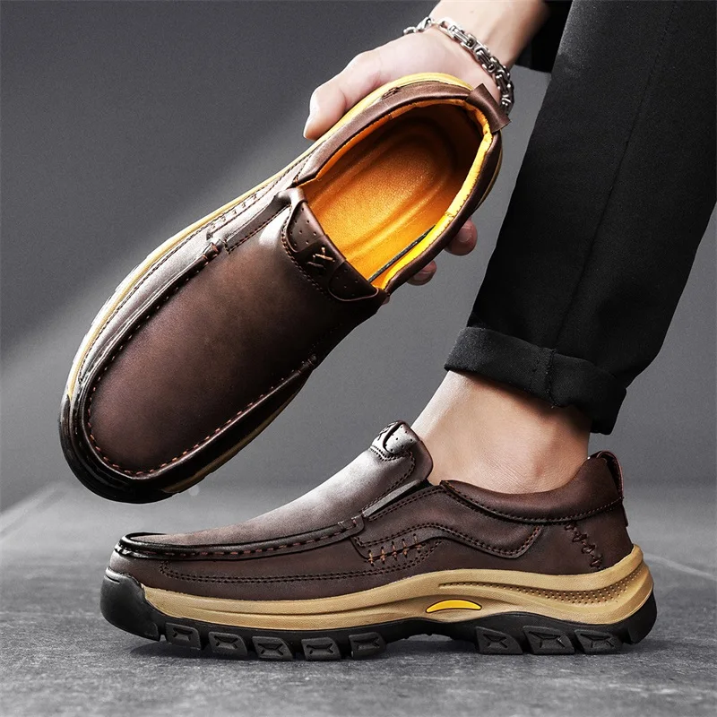 Anti-slip Outdoor Men's Loafers Retro Style Male Slip on Shoes Outdoor ...