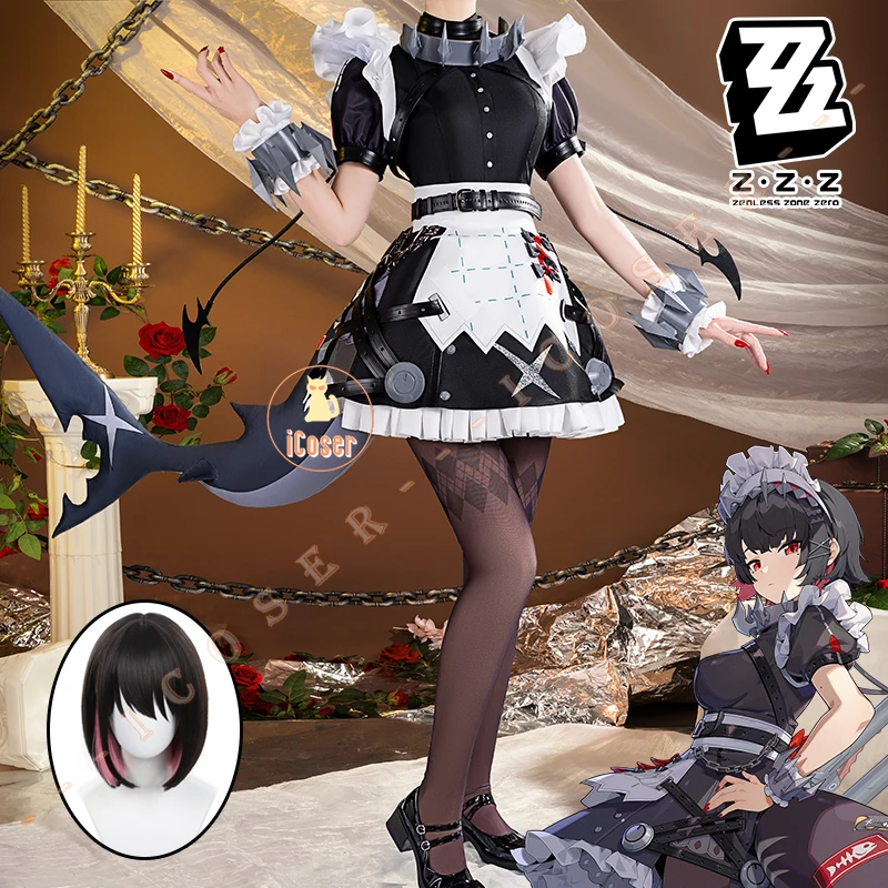 Ellen-Joe-Cosplay-Costume-Wig-Maid-Dress-Zenless-Zone-Zero-Game-Uniform ...
