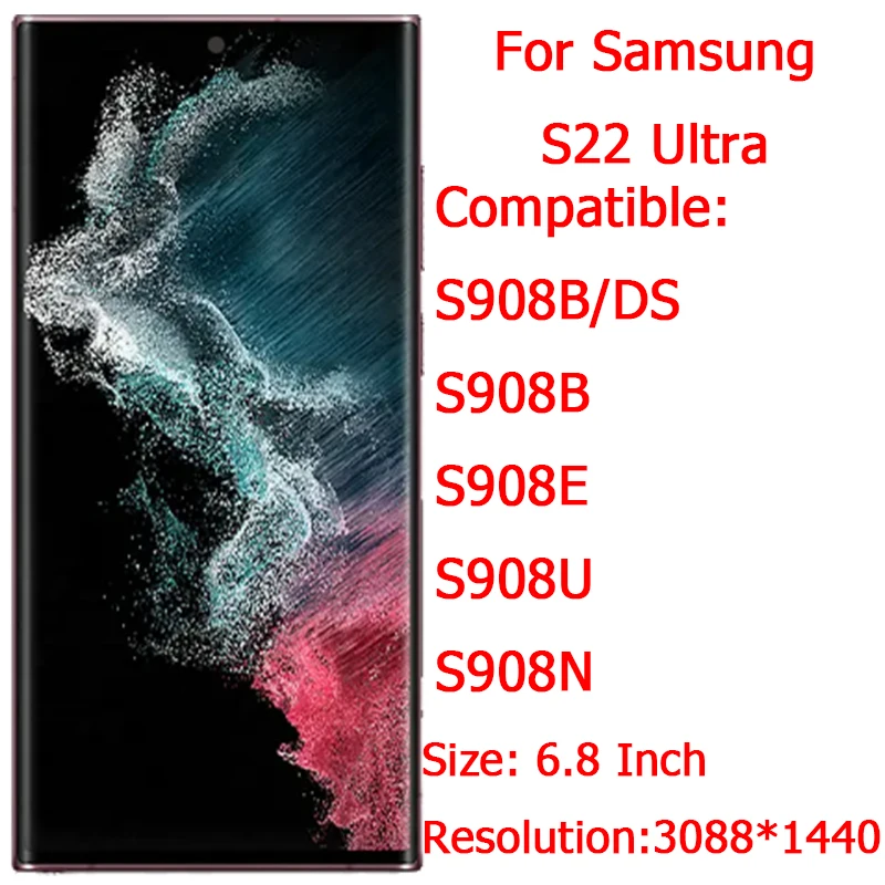 6-8-SM-S908E-LCD-For-Samsung-S22-Ultra-Display-LCD-Screen-With-Frame ...