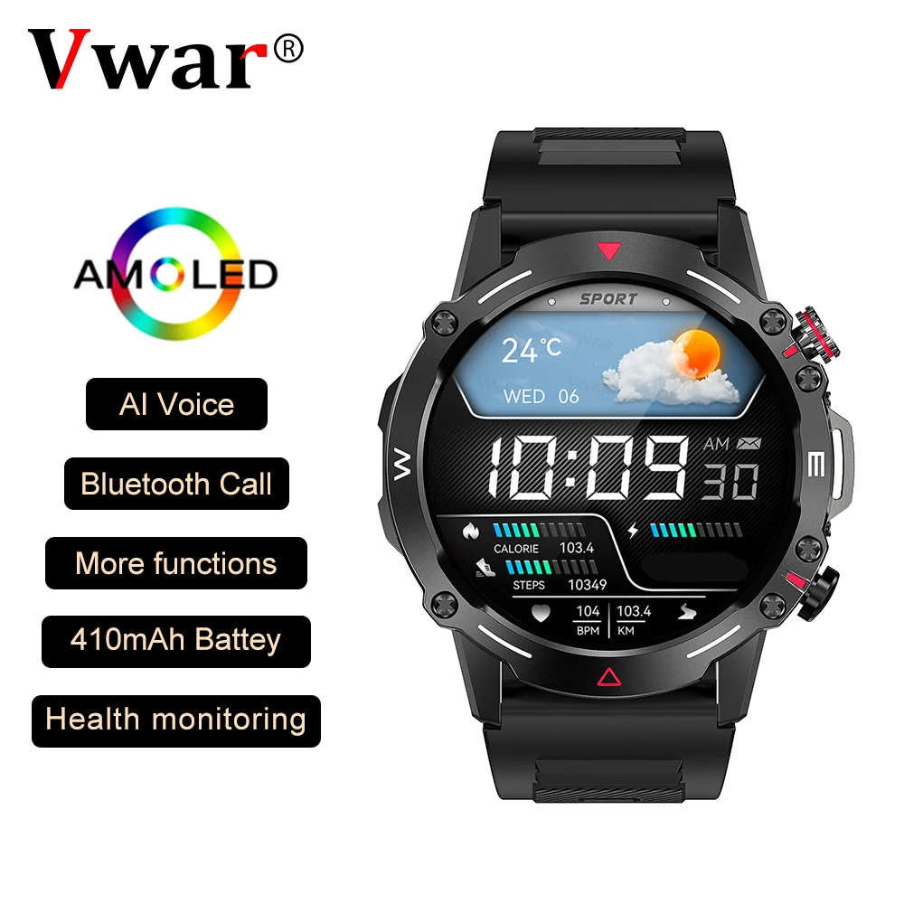 Military-Smart-Watch-M42-AMOLED-Always-on-Display-Bluetooth-Call ...