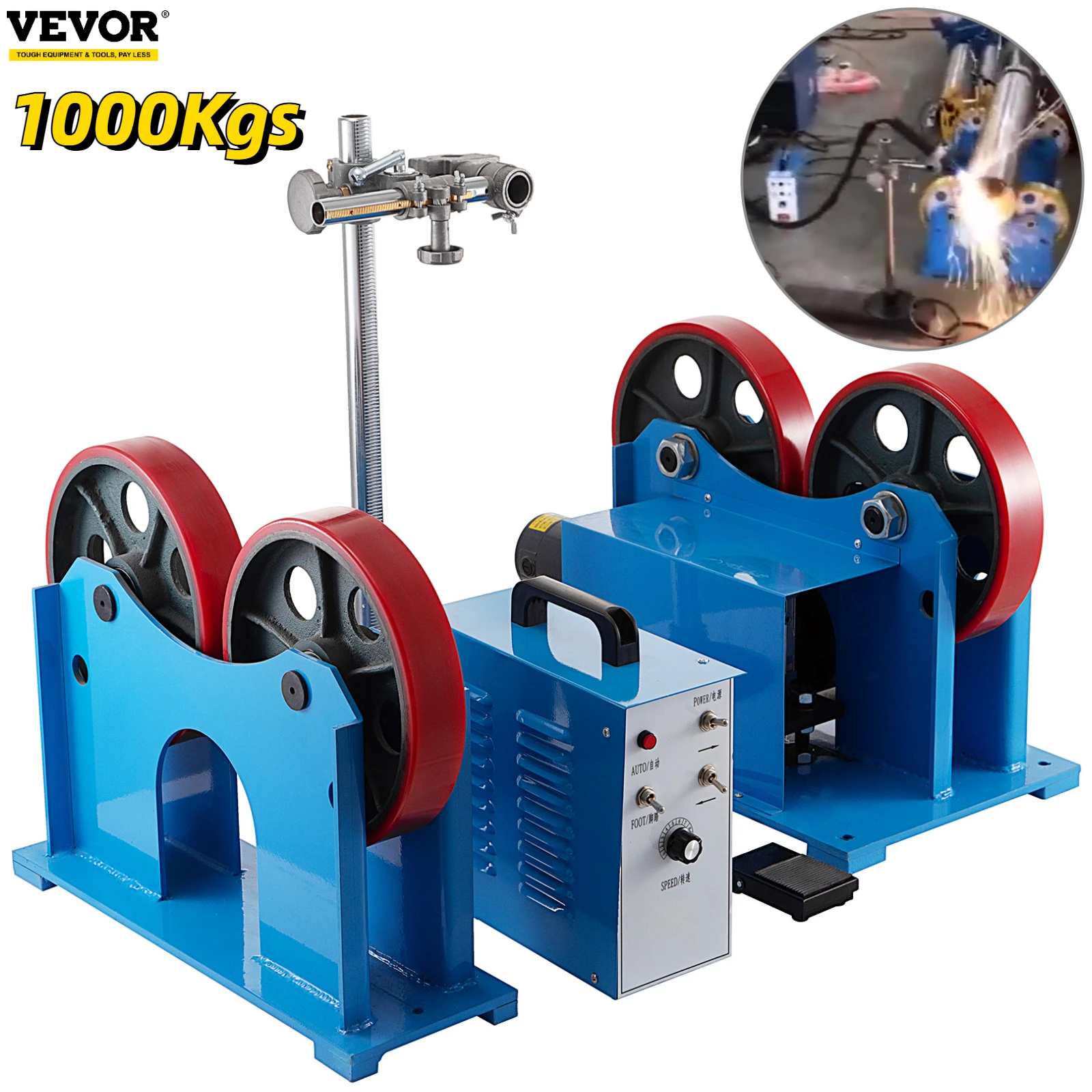 Vevor Welding Rotator Turning Rolls Load Bearing 1000kg Adjustable ...