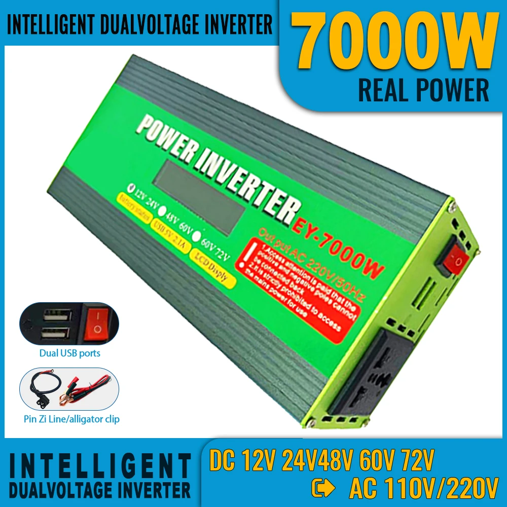 Smart Dual Voltage Inverter 7000W Peak Power LCD Screen Monitoring ...