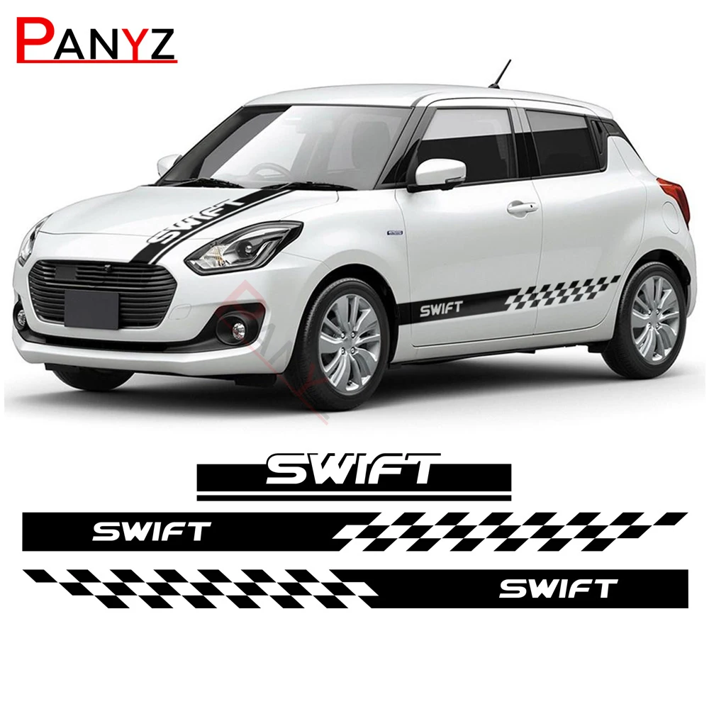 Racing Car Hood Decal Bonnet Body Kit Engine Cover Side Stripes Skirt ...