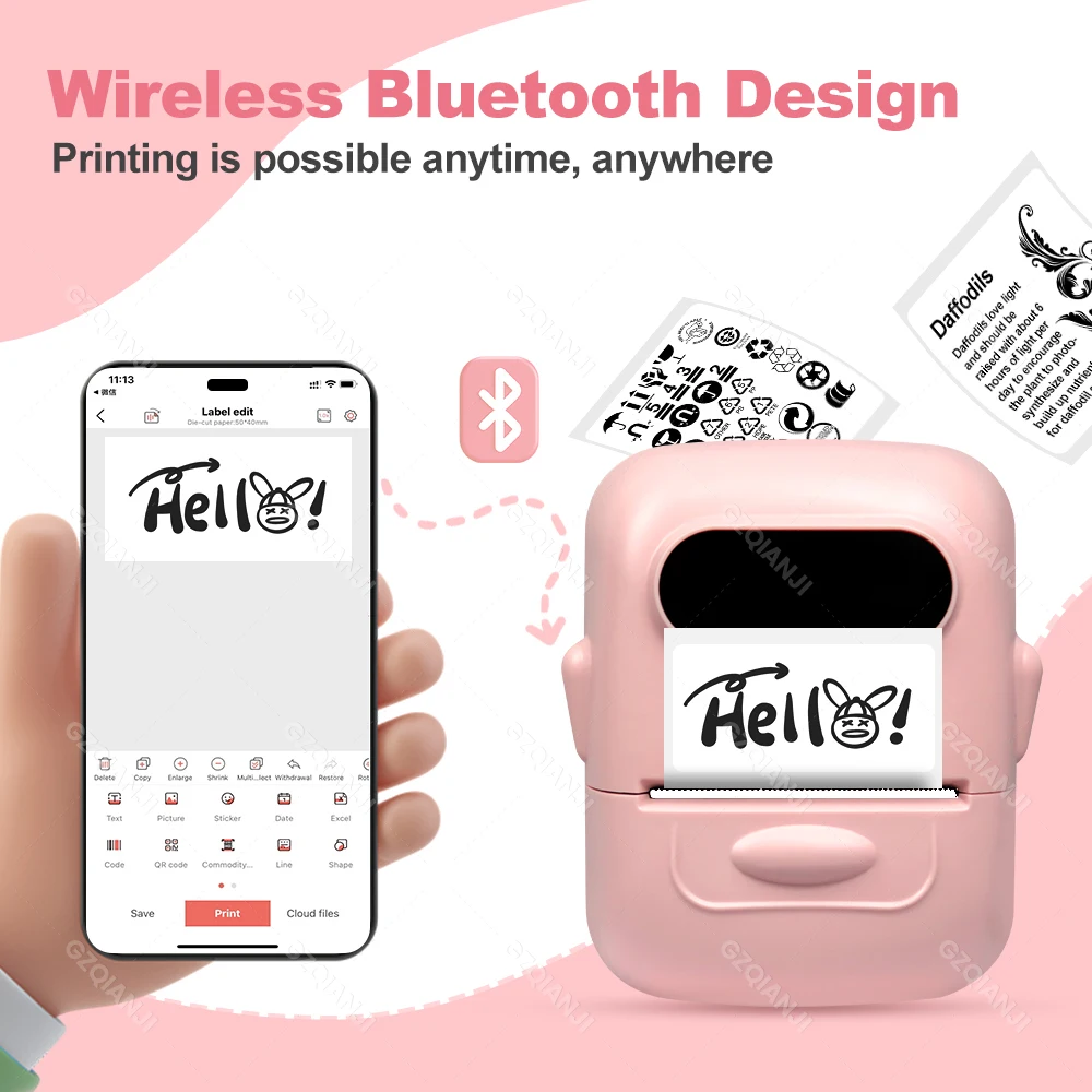 2-Inch-58mm-Marklife-P50-Portable-Thermal-Label-Printer-Bluetooth ...