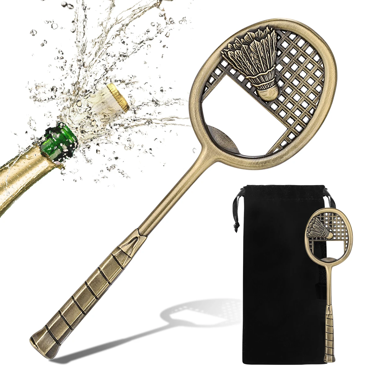 Bronze/Silver Badminton Racket Shaped Beer Bottle Opener Kitchen Bar ...