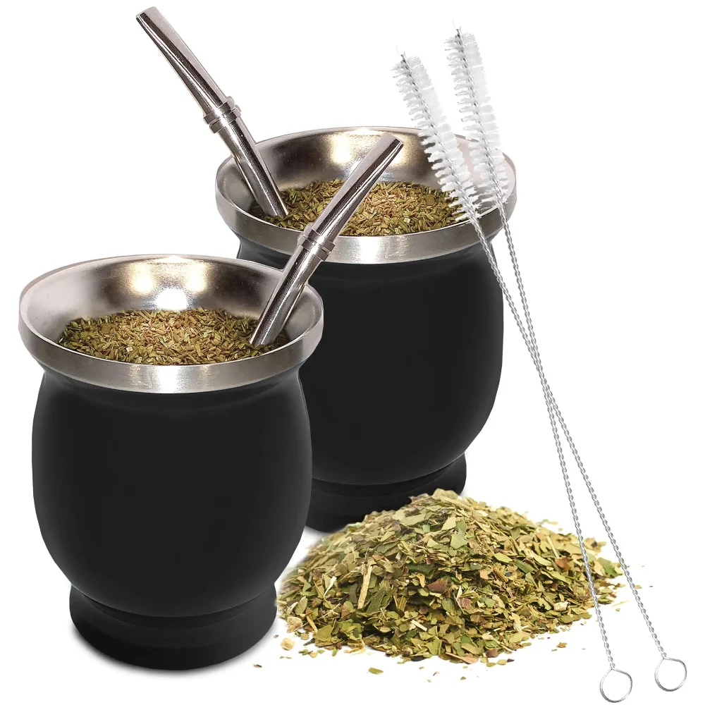 Yerba Mate taza 304 doble pared de acero inoxidable de 8oz portátil ...