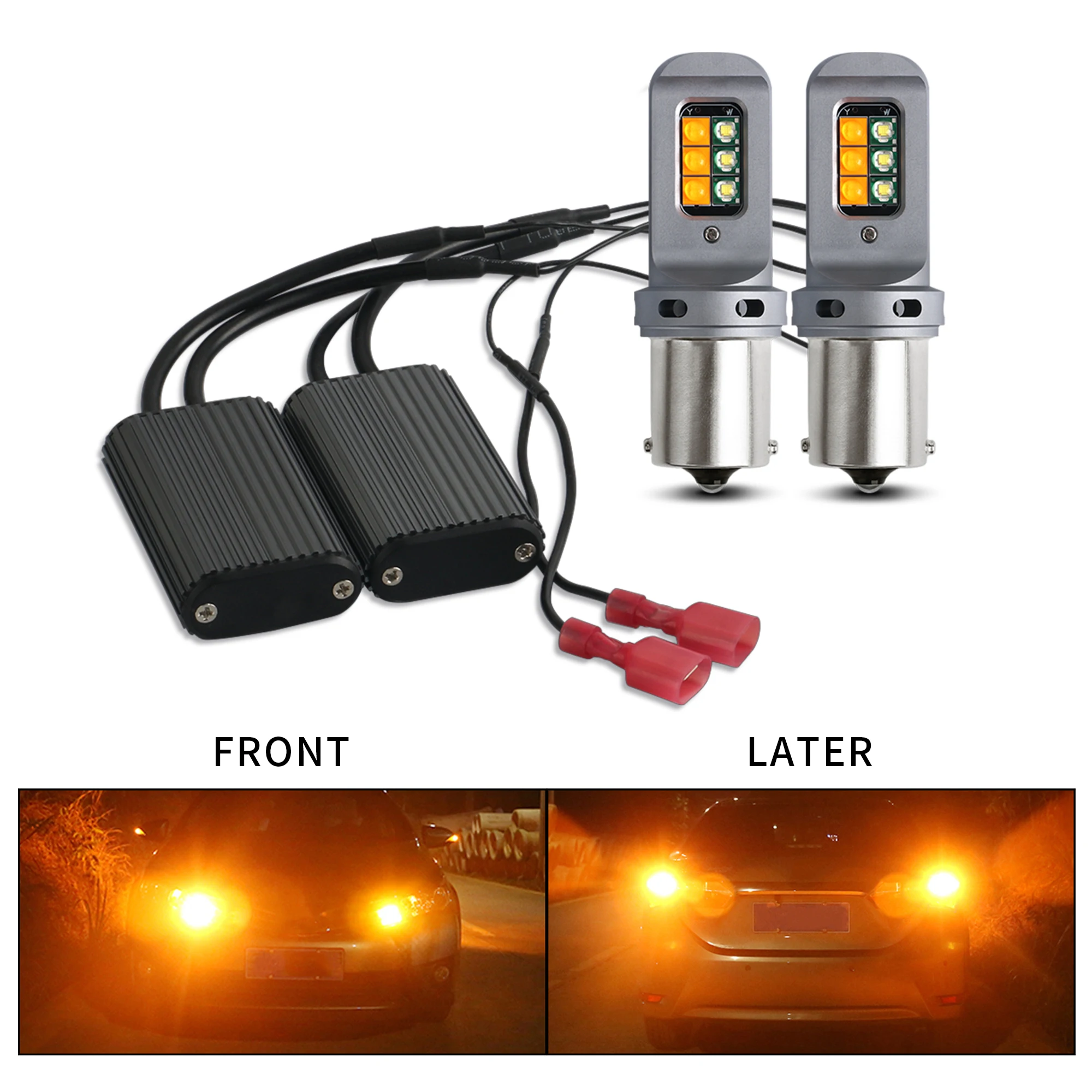 Carro-LED-Turn-Signal-Light-L-mpada-diurna-Luzes-de-carro-com-unidade ...