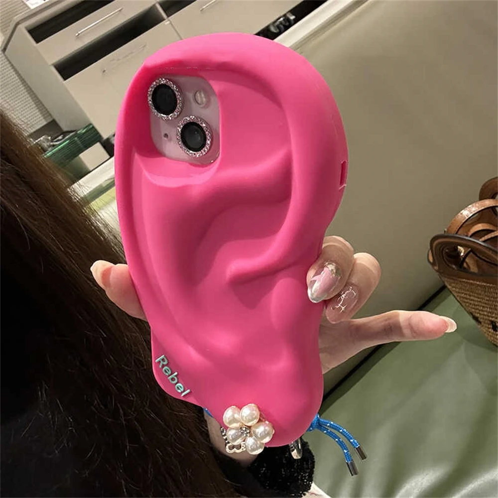 INS-Cute-Funny-Ear-Piercing-Phone-Case-For-iPhone-15-13-14-12-11-Pro ...
