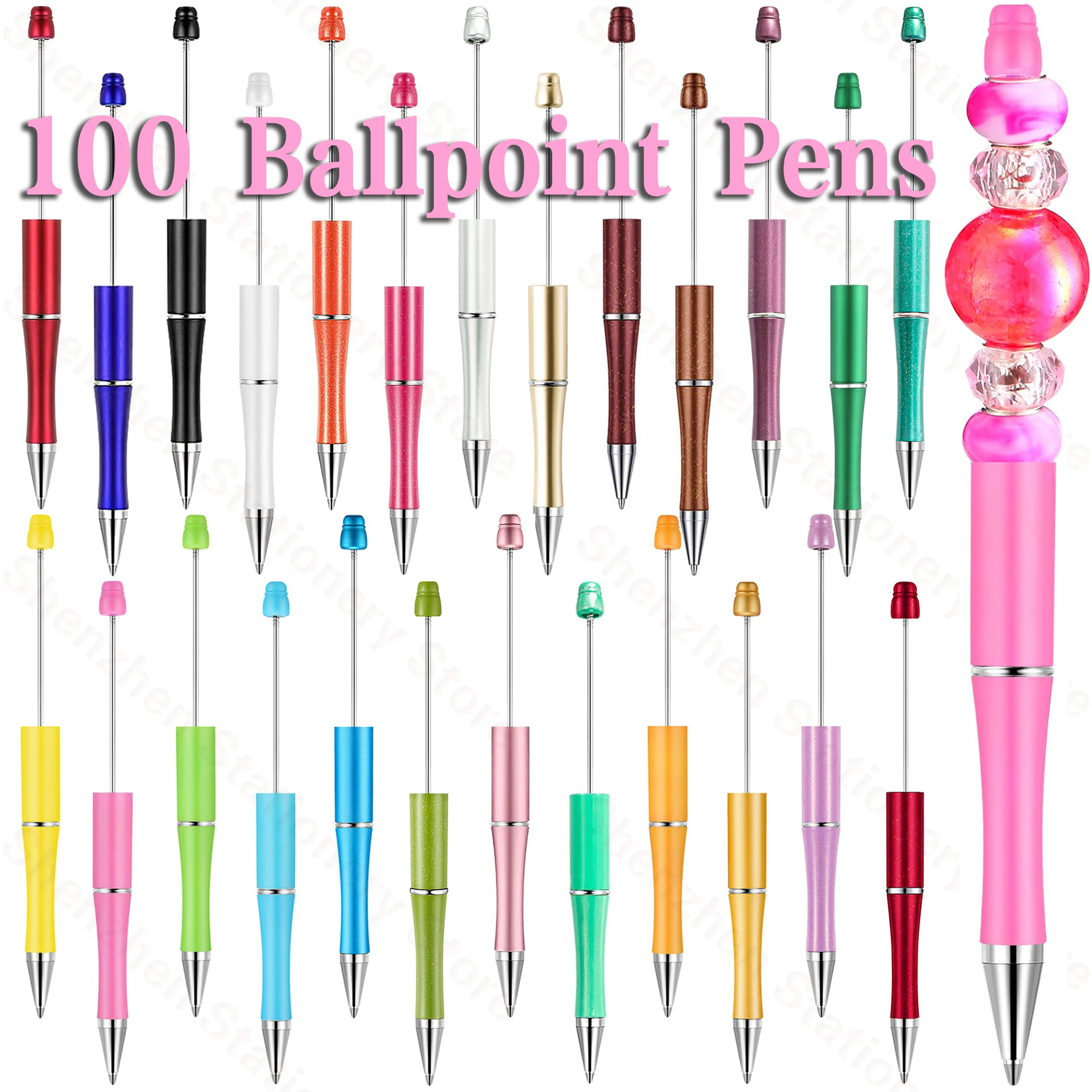 100Pcs-Plastic-Beadable-Pens-Black-Ink-Bead-Pens-for-DIY-Making-Pens ...
