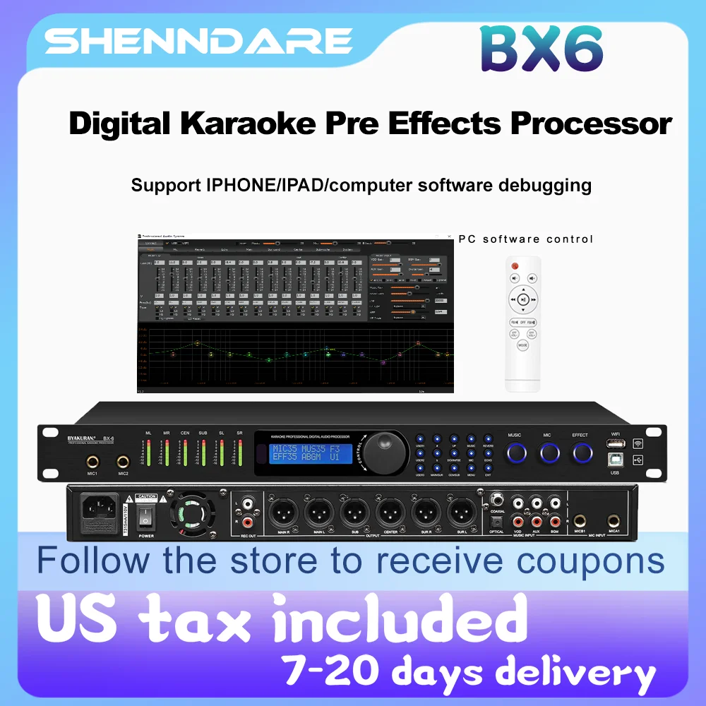 BX6 Professional Digital KTV Pre-effector Audio Echo Effect Processor ...