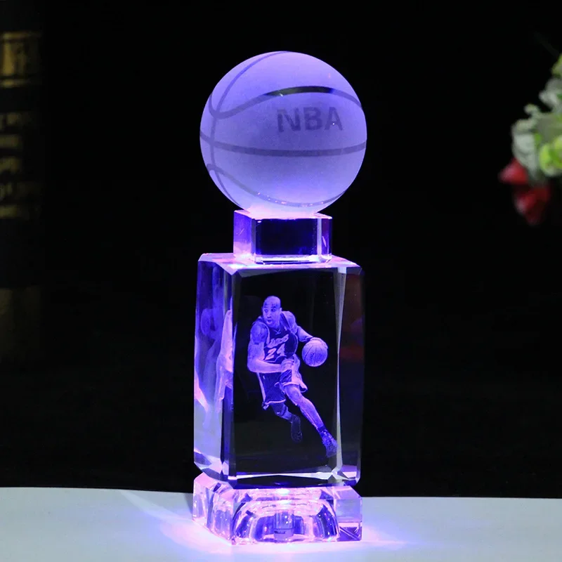 NBA Star Crystal Lights Creative Basketball Table Lamp Stained Glass ...